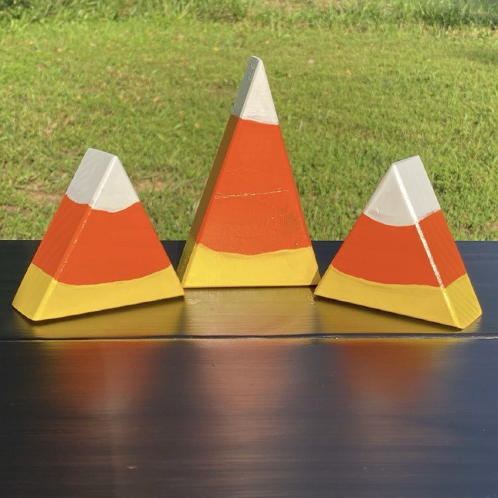 Handmade Wooden Candy Corn Décor Set – Rustic Fall & Halloween Display ...
